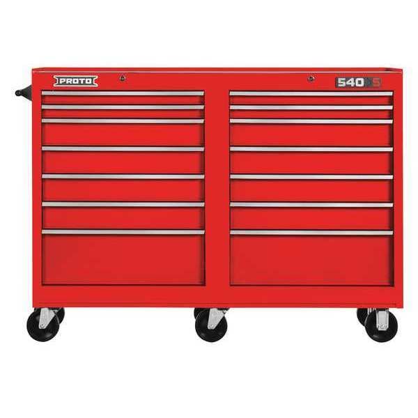 Proto 540S Rolling Tool Cabinet, 14 Drawer, Gloss Red, Steel, 54 in W x ...