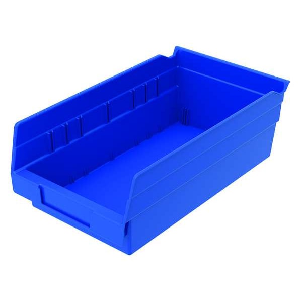 Zoro Select Shelf Storage Bin, Plastic, Blue, 4 in H, 6 5/8 in W, 11 5/ ...