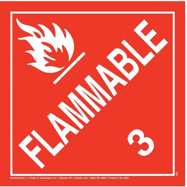 Jj Keller Flammable Liquid Placard, Polystyrene 529 | Zoro