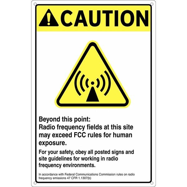 Electromark Caution Sign, 18" Height, 12" Width RADIOFREQC | Zoro