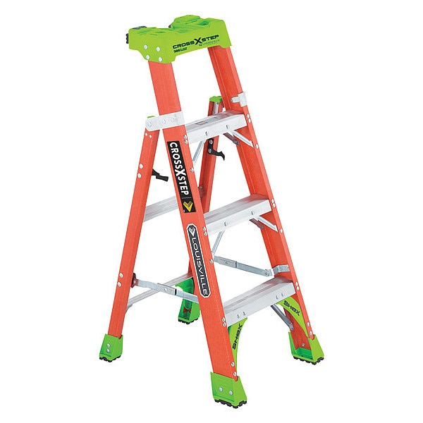 Louisville 4 ft. Fiberglass 300 lb. Stepladder, Type IA (FXS1504) | Zoro