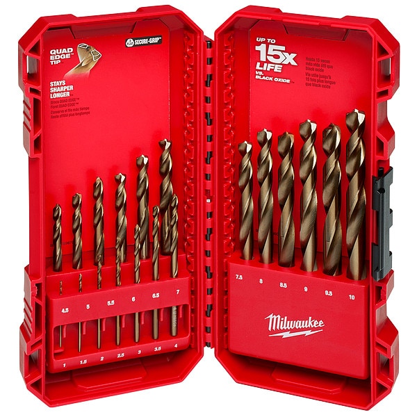 Milwaukee Tool 19 pc. RED HELIX Cobalt Metric Drill Bit Set 48-89-2530 ...