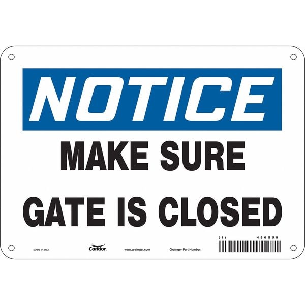 Condor Notice, MAKE SURE GATE IS CLOSED, 10 in W x 7 in H, Vertical ...
