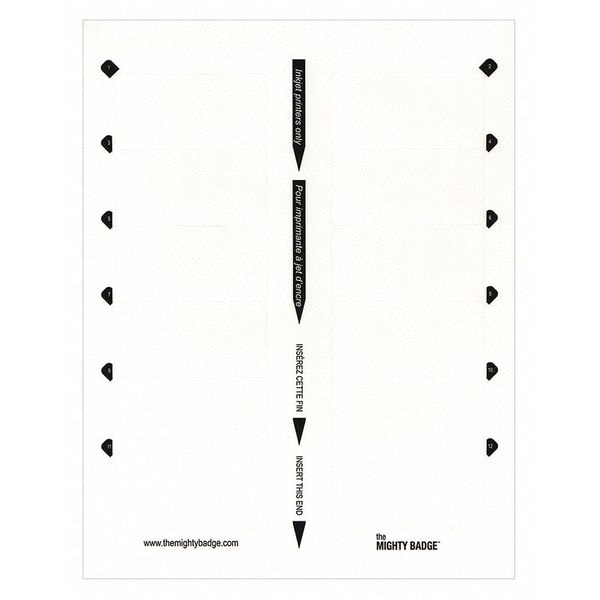 The Mighty Badge Insert, 1-1/2x3" Inserts, Blank Legend, PK5 901241 | Zoro