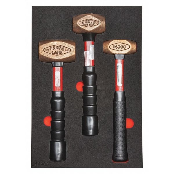 Proto Hammer Set, Brass Head, Fiberglass Handle J14300K | Zoro