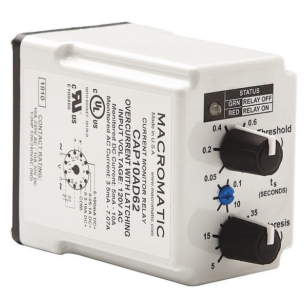 Macromatic Current Sensing Relay, SPDT Form, 120VAC CAP10AD62 | Zoro
