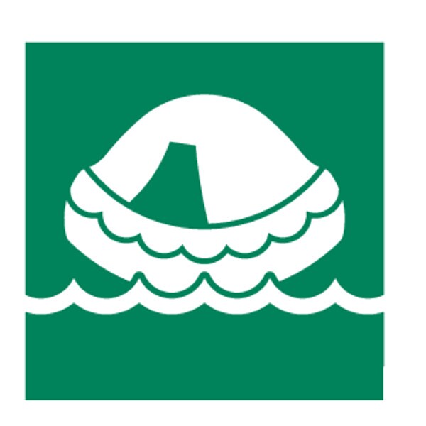 Life Raft Sign (6 in W 6 in H) Square , Polycarbonate 486F55 | Zoro