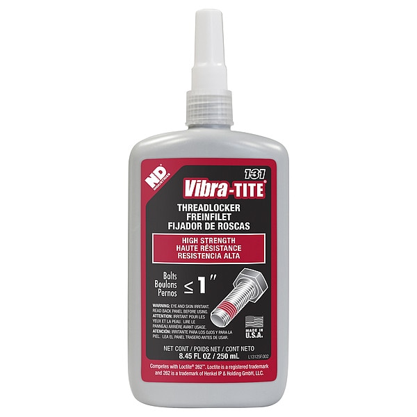 Vibra-Tite Threadlocker, VIBRA-TITE 131, Red, High Strength, Liquid ...