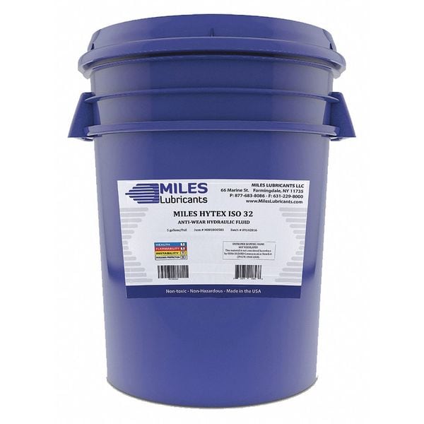 Miles Lubricants 5 gal Pail, Hydraulic Oil, 32 ISO Viscosity, 10W SAE ...