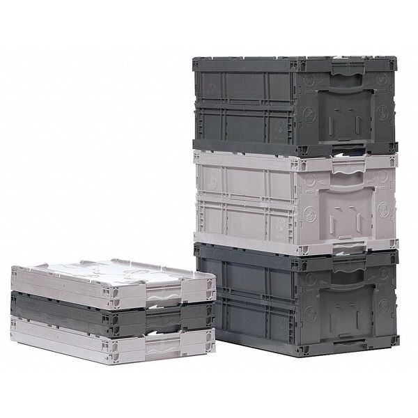 Ssi Schaefer Collapsible Container, Gray, polypropylene, 1.70 cu. ft ...