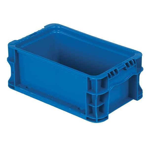 Orbis Straight Wall Container, Blue, Plastic, 12 in L, 7 2/5 in W, 5 in ...