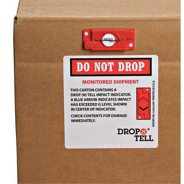 Drop-N-Tell G-Force Indicator, Resettable, 100G, PK25 DRO-10025Y | Zoro