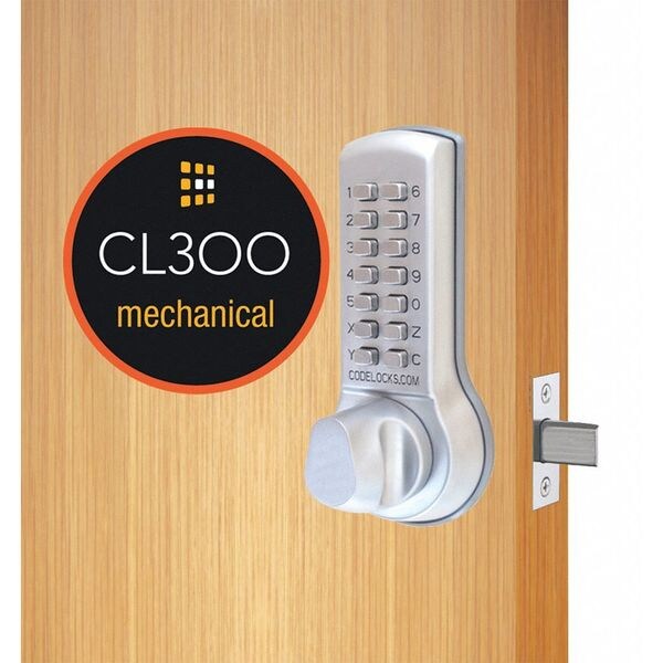 Codelocks Mechanical Lockset, Brushed Steel, Knob CL310IC-BS | Zoro