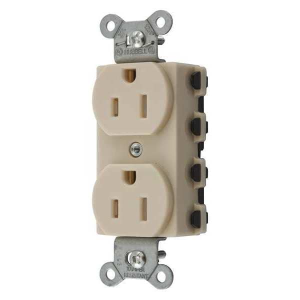 Hubbell Receptacle, 15 A Amps, 125V AC, Flush Mount, Standard Duplex ...