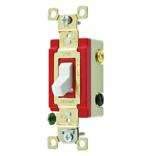 Bryant Wall Switch, White, 4-Way Switch, 1 to 2 HP 4904BW | Zoro
