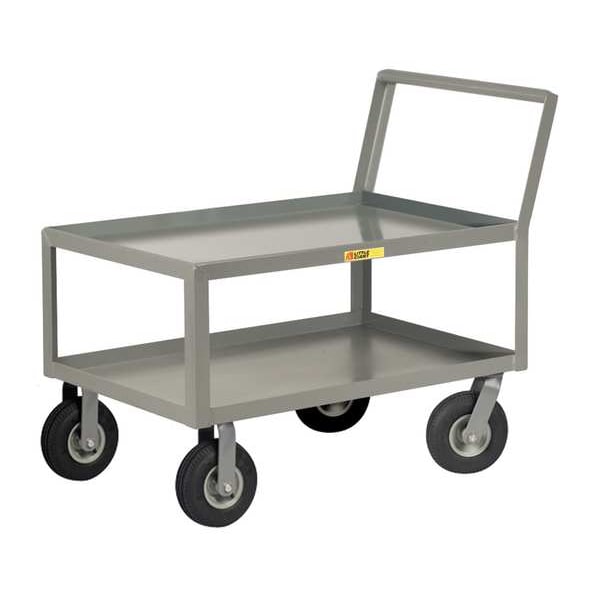 Little Giant Low-Profile Utility Cart with Lipped Metal Shelves, Steel ...