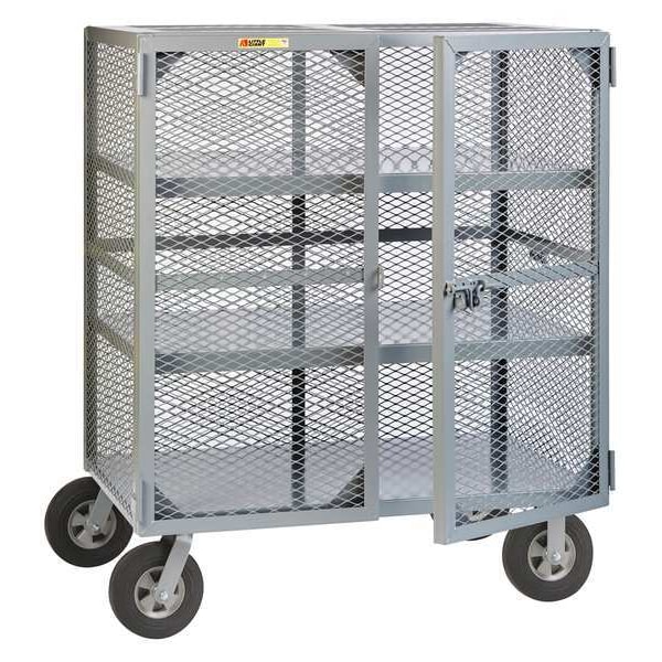 Little Giant Dual-Latch Welded Mesh Security Cart with Fixed Shelves ...