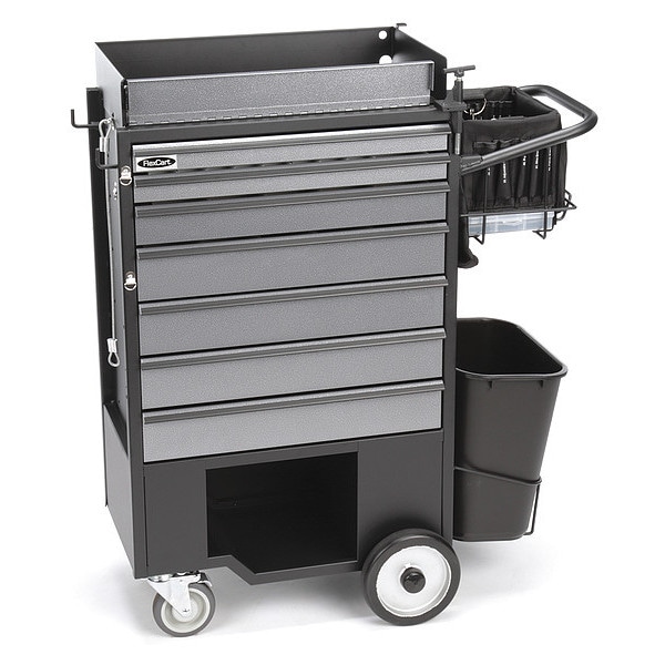 Flexcart FC-200 Tool Utility Cart, 7 Drawer, Silver, Steel, Aluminum ...