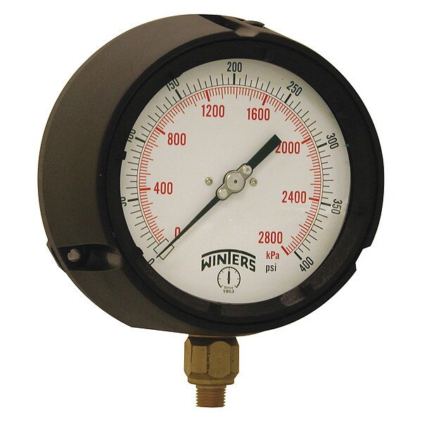 Winters Process Pressure Gauge, 0 to 400 psi, 1/4 in MNPT PPC5088G-SG45 ...