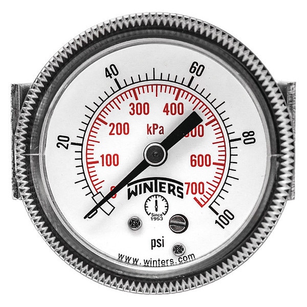 Winters Pressure Gauge, 0 to 100 psi, 1/4 in MNPT, Black P9U901407UC | Zoro