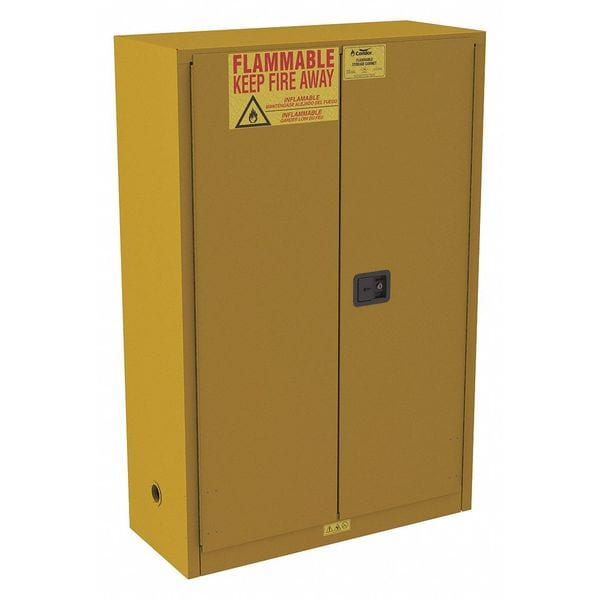Condor Flammable Safety Storage Cabinet, Recessed Pull Handle, Yellow ...