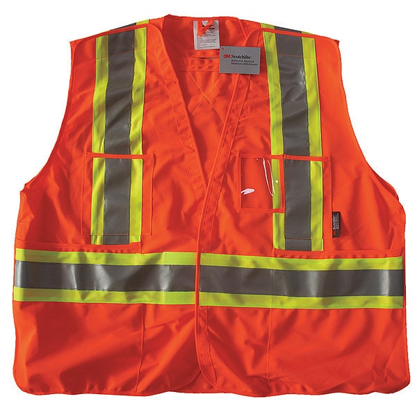 Condor Safety Vest, Orange/Red, 4XL/5XL, Polyester 491T08 | Zoro