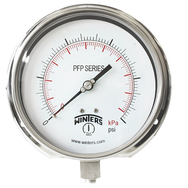 Winters Pressure Gauge, 0 to 200 psi, 1/4 in MNPT, Silver PFP1064-DRY ...
