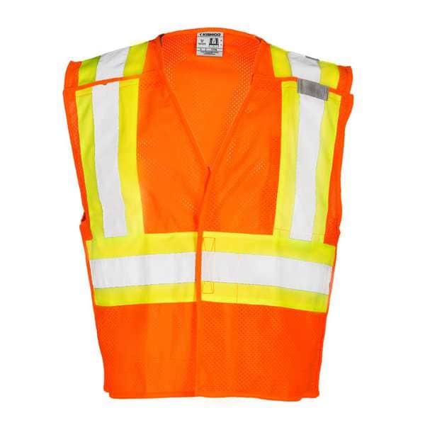 Kishigo Vest, ANSI 2, S, Orange/Red, Polyester Mesh 1176-S | Zoro