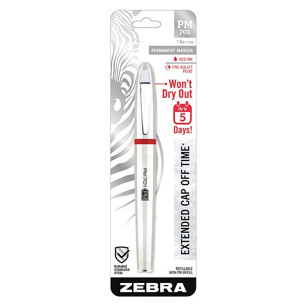Zebra Pen Red Permanent Marker, Fine Tip, 6 PK 65131 | Zoro