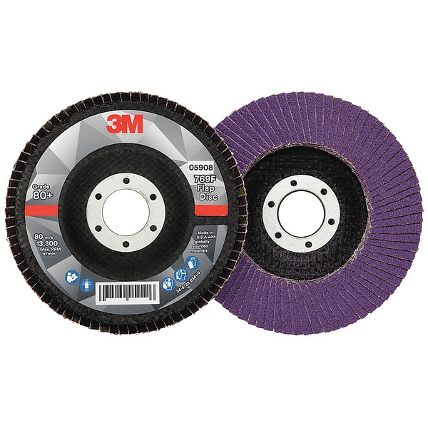 3M 3M Flap Disc, 4 1/2 in Dia, 7/8 in Connector Size, Ceramic, Type 29 ...