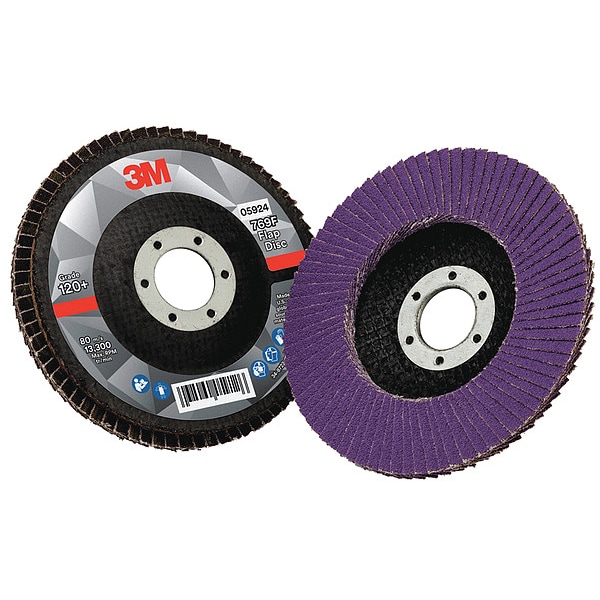 3M Flap Disc, 4 1/2 in Dia, 7/8 in Arbor 60440351579 | Zoro