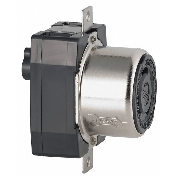 Leviton 50A Locking Receptacle 3P 4W 600Vac/250Vdc Bk/Wt 7379 | Zoro