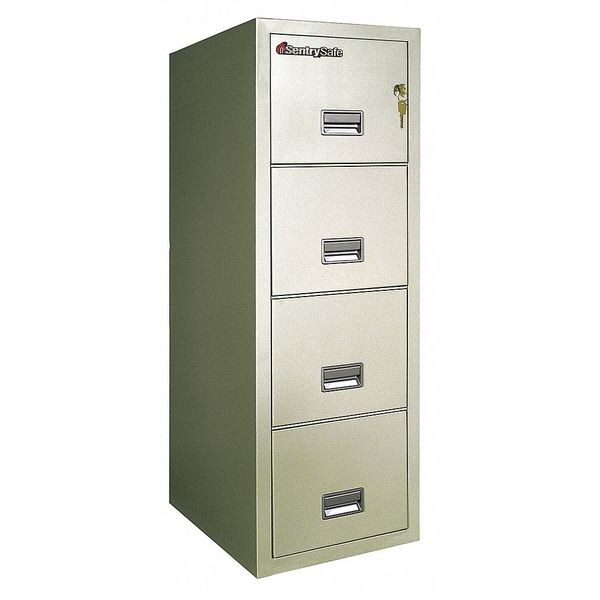 Sentry Safe 4 Drawer Fire-Resistant Filing Cabinet, Putty, Letter ...