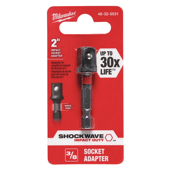Milwaukee 48-32-5031 $3.18 SHOCKWAVE 1/4" Hex to 3/8" Square Socket ...