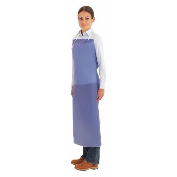 Ansell Bib Apron, Vinyl, Blue, 54 in, Universal 56-001 | Zoro