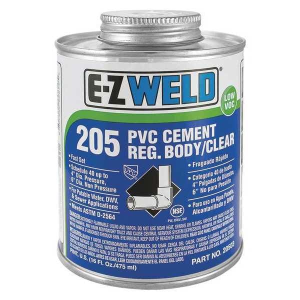 Ez Weld Cement, 16 Oz, Clear, PVC, Low VOC 20503 | Zoro