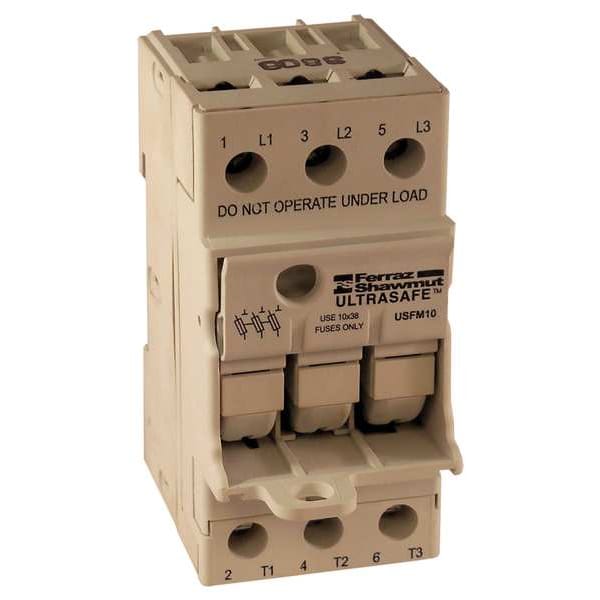 Mersen Finger Safe Fuse Block, 0 to 30A Amp Range, 600V AC/DC Volt ...