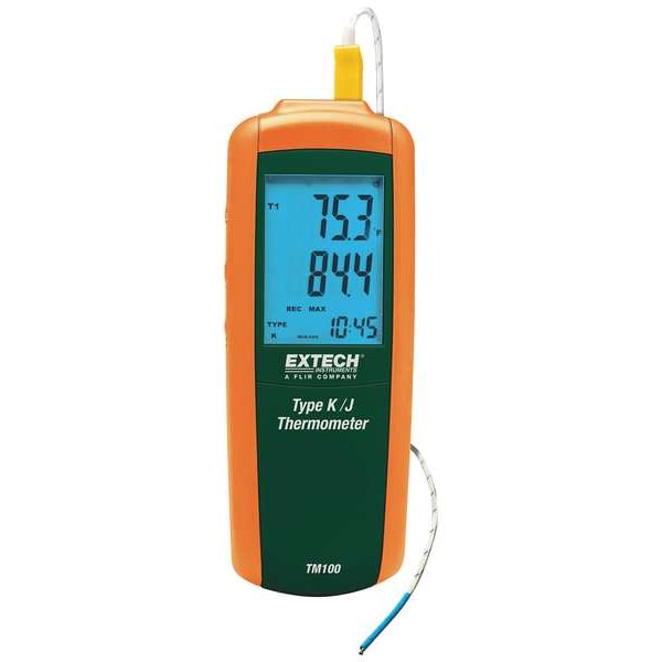 Extech Thermocouple Thermometer, 1 In, Type J, K TM100 | Zoro
