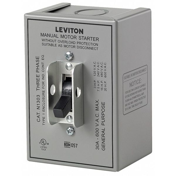 Leviton 30 Amps Ac 600Vac Manual Motor Switch N1303-DS | Zoro