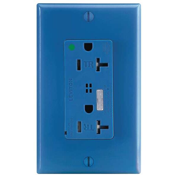 Leviton Receptacle, Deco, 20A, 5-20R, 125V, Blue T8380-B | Zoro