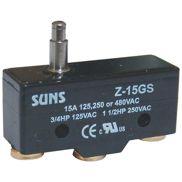 Zoro Select Industrial Snap Action Switch, Plunger Actuator, SPDT, 15A ...