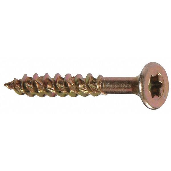 Zoro Select Interior Wood Screw, Yellow Zinc Dichromate Steel Flat Head ...