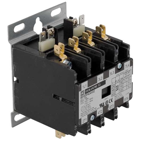 Square D Definite Purpose Magnetic Contactor, 208V-240V AC, 4 P, Non ...