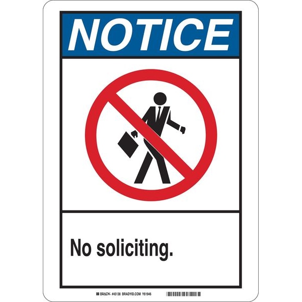 Brady Notice Sign, 10" Height, 7" Width, Fiberglass, Rectangle, English ...