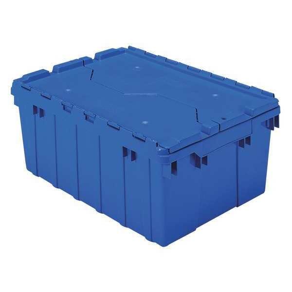 Akro-Mils Tote Attached Lid Container, 8 gal, Blue, Plastic, Steel ...