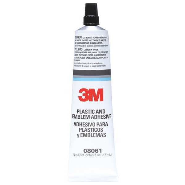 3M Plastic/Emblem Adhesive, 5 oz, Tube, Clear, Synthetic Elastomer Base ...