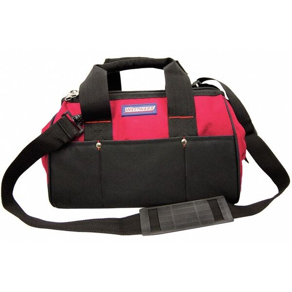 Westward Tool Bag, Black/Red, 600d Polyester, 23 Pockets 5MZJ3 | Zoro