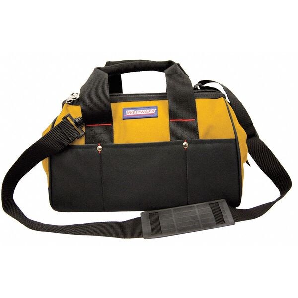 Westward Tool Bag, Black, Yellow, 600d Polyester, 23 Pockets 5MZJ4 | Zoro