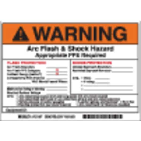 Brady Arc Flash Protection Label, 5 In. H, PK5, 121087 121087 | Zoro