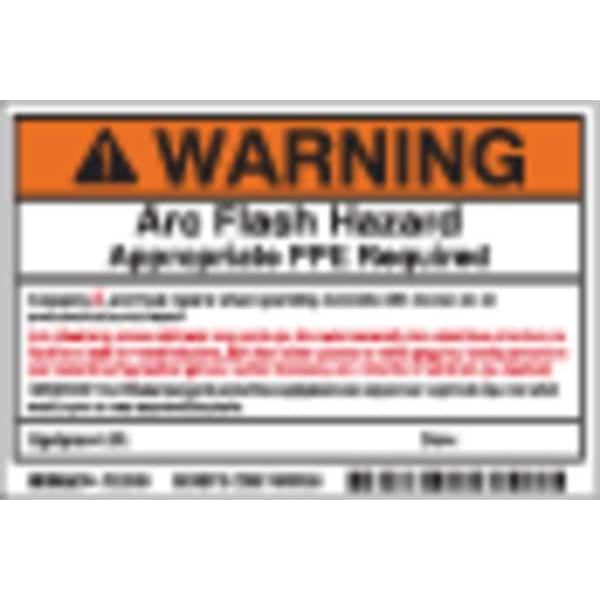 Brady Arc Flash Protection Label, 6 In. W, PK5, 121109 121109 | Zoro